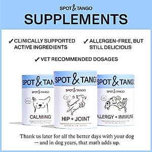 Spot & Tango Allergy + Immune Supplement for Dogs - Vet-Approved For Itchy Skin & Allergy Relief - Wild Alaskan Salmon Oil, Omega-3, Primrose Oil, Biotin - Real Strawberry & Blueberry Flavor, 56 Count