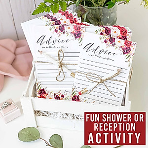 50 Floral Wedding Advice Cards For Bride and Groom, Wedding Guest Book Alternative, Advice and Wishes For The Mr and Mrs, Advice For The Bride, Bridal Shower Advice Cards, Wedding Card Boxes Reception