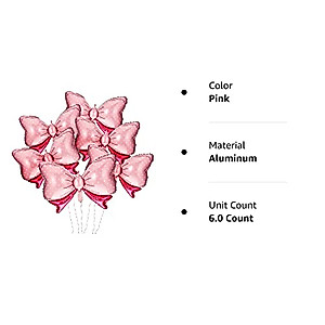 6 Pieces Bow Balloon Mouse Party Decoration Bowtie Pink Balloon Foil Pink Balloon Jumbo Bow Balloon for Wedding Bridal Shower Gender Reveal Balloon Party Gift Decoration(Large)