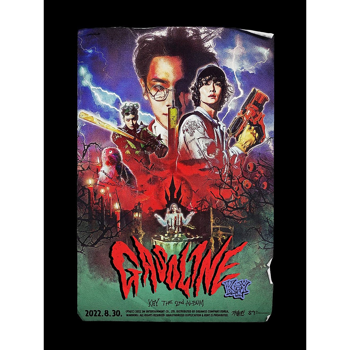 Dreamus SHINEE KEY Gasoline 2nd Album VHS Version CD+Folding Poster On Pack+Booklet+Postcard+Collector Card SET+Photocard+Tracking, BLUE