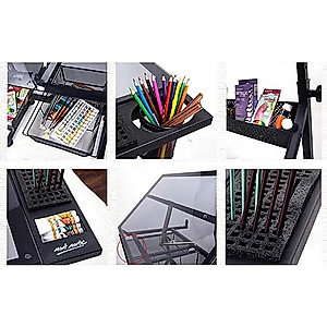 XiVue Drafting Table with Storage, Height Adjustable Tiltable Art Desk, Glass Panel Drawing Desk, for Work Study Painting Craft Table