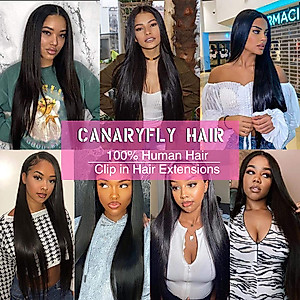 Straight Human Hair Clip in Hair Extensions for Black Women 100% Unprocessed Full Head Brazilian Virgin Hair Natural Black Color,8/Pcs with 18Clips,120 Gram (22inch, Straight hair)