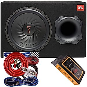 JBL SUBBP12AM - 450 Watts (150W RMS) 12” Amplified 12 in. Ported Subwoofer with Sub Level Control and Distortion Free Bass with Gravity Magnet Phone Holder Bundle