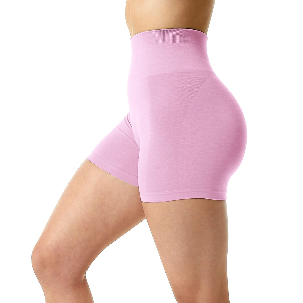 Unthewe Workout Butt Lifting Shorts for Women High Waisted Seamless Gym Yoga Booty Shorts(U526-Scrunch Pink-S)