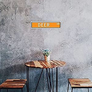 Metal Name Sign Deer Street Sign Street Warning Sign - Heavy Duty Rust-proof Metal Frame, Shipped from USA 4" x 16"