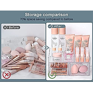 BREIS Makeup Organizer, Clear Acrylic Bathroom Organizers and Storage Box with Drawers for Vanity Skincare Beauty Countertop Desk, Cosmetic Display Case for Perfume Lipstick in Bedroom Dresser Top