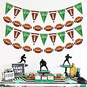 VILIFEVER 4 Pieces Football Party Decorations, Football Paper Banner with Football Triangle Flags Banner for Sports Theme Birthday Party Decorations Game Day Tailgate Party Supplies
