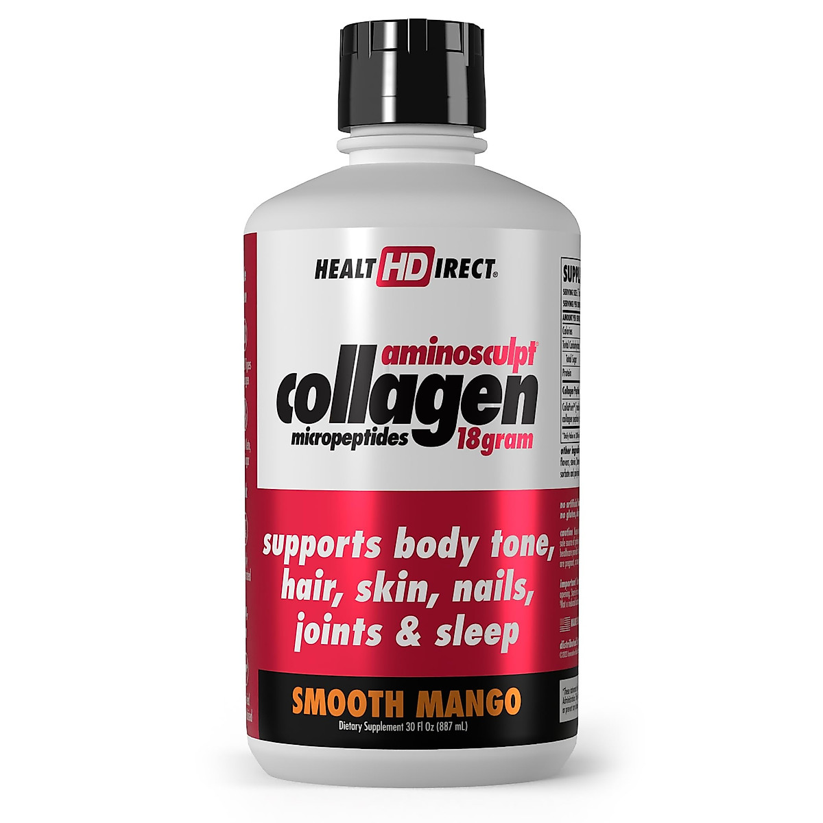 HEALTH DIRECT AminoSculpt Sugar-Free Collagen Supplement - High Potency Medical-Grade Protein for Hair, Skin, Nails & Joints, Grass-Fed, Non-GMO, Liquid Collagen - Smooth Mango - 30 Fl Oz