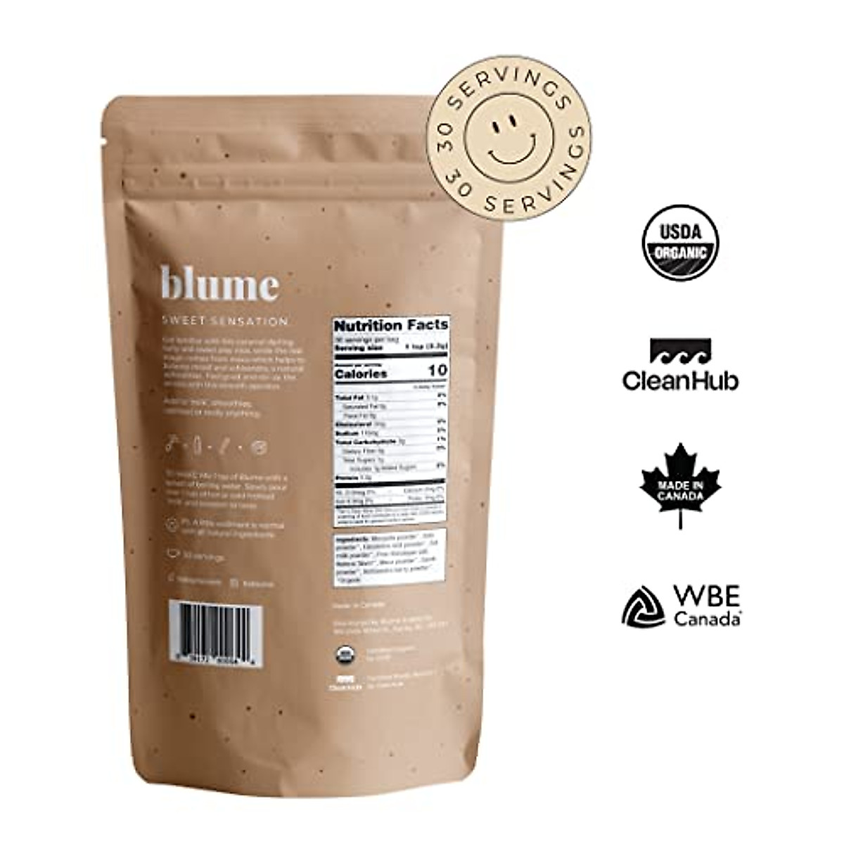 Blume Salted Caramel Latte - Organic Sugar-Free, Keto-Friendly, Vegan And Gluten-Free Superfoods Latte - 100 Grams