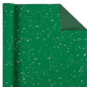 WRAPAHOLIC Wrapping Paper Roll - Mini Roll - 17 Inch X 16.5 Feet - Green Gold Foil Design with Silky Touch Perfect for Birthday, Holiday, Wedding, Baby Shower