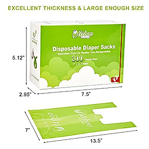 Baby Disposable Diaper Bags,300 Count Oxo-Biodegradable Diaper Sacks,Easy-Tie Handles,Diaper Disposal or Pet Waste Bags, Unscented