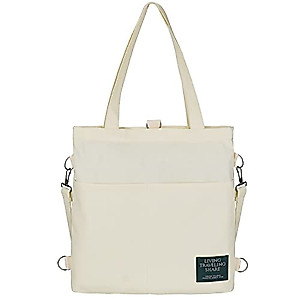 WULIQIUQIU Women's Hobo Bag Canvas Shoulder Bag with Zipper Casual Crossbody Large Capacity Handbag Tote Travel Bag Beige