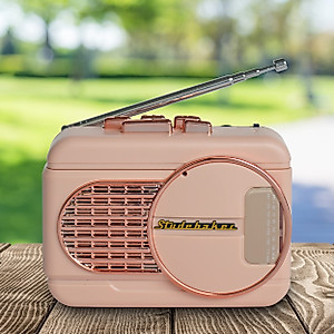 Studebaker Walkabout II Walkman Personal Stereo Cassette Player with AM/FM Radio and Built-in Speaker (Rose Gold)