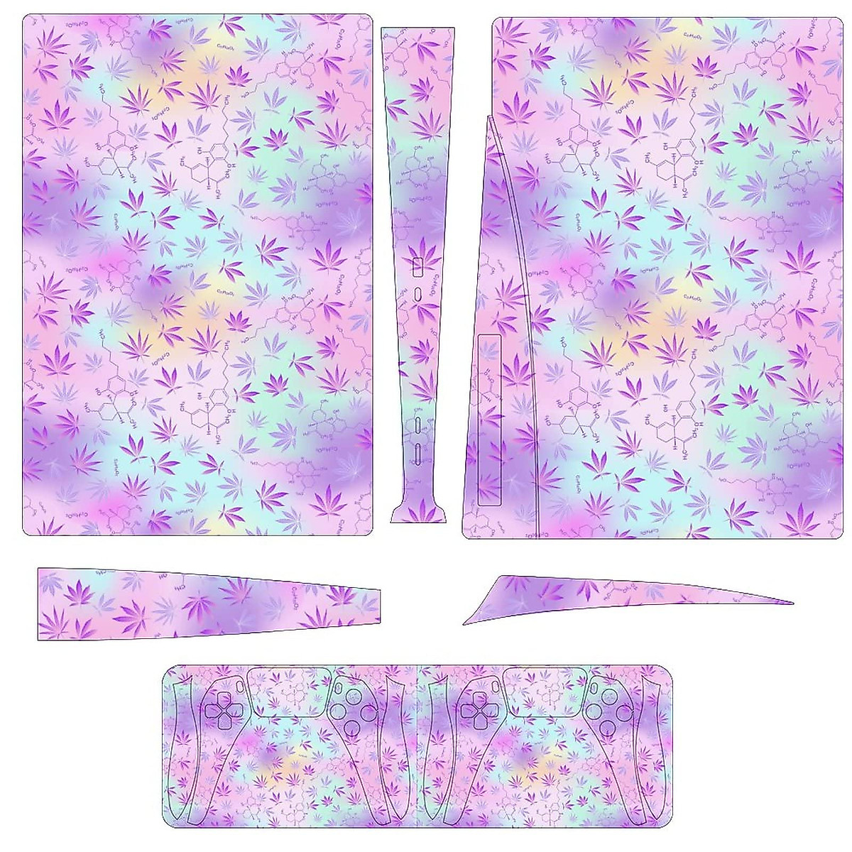 Weed Chemical Formula Full Protective Skin Cover Design Wrap Decal Sticker Compatible with PS5 Disk Version Console and Controller