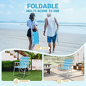 #WEJOY 2 Pack Folding Webbed Lawn Beach Chair,Heavy Duty Portable Chairs for Outside with Hard Arm,Carry Strap for Outdoor Camping Garden Concert Festival Sand Picnic BBQ