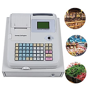 SNKOURIN POS System Cash Register,Electronic Cash Register with Removable Cash Tray and Thermal Printer,Small Square Money Drawer Multifunction Cash Register for Small Business/Retail/Restaurant