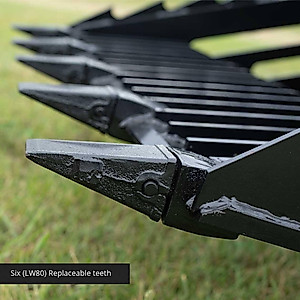 Titan Attachments 72-in Fine Grade Rock Grapple Skeleton Rake with Teeth, Universal Skid Steer Quick Tach