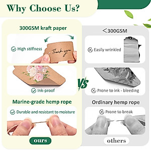 200PCS Kraft Paper Gift Tags with String, Blank Gift Bags Tags Price Tags(Brown)