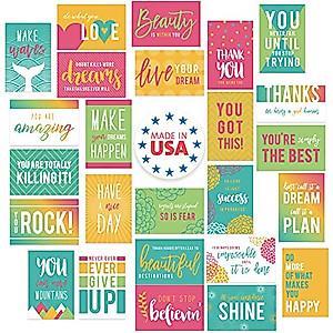 Canopy Street Motivational Quote Postcards / 25 Inspirational Postcards / 4" x 6" Encouraging Note Cards/Uplifting Bright Card Designs/Made In The USA
