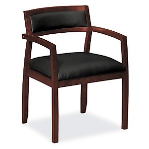 HON Topflight Wood Guest Chair - Leather Seated Guest Chair with Arms, Office Furniture, Mahogany Finish (VL852)