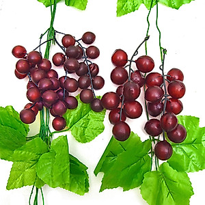 ASkinds 5Pcs Artificial Grapes Vines Leaves Hanging Grapes Rattan Leaves Fruit Grapevines Rattan Artificial Greenery Garland for Home Garden Wedding Party Decoration