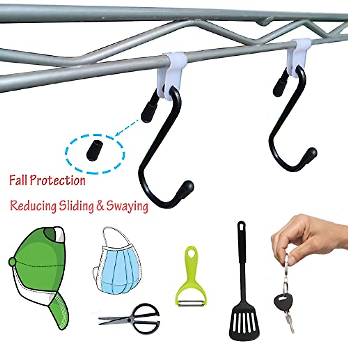Crhexpva Anti Drop Wire Shelving S Hooks Metal Rack Hangers Untensil Hanging Hooks Shelves Hooks, Accessories Hangers (Shape A)