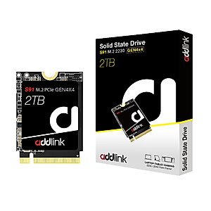 Addlink New S91 2TB 2230 NVMe High Performance PCIe Gen4x4 2230 3D NAND SSD - Read Speed up to 5000 MB/s Compatible with Steam Deck, ROG Ally, Laptop, Internal Solid State Drive - (ad2TBS91M2P)