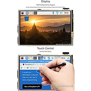 waveshare 3.5inch Resistive Touch Display, Compatible with Raspberry Pi 5/4B/3B/Zero/Zero W/Zero 2W/Pico/Pico W/Pico WH, 480×320, 125MHz High-Speed SPI