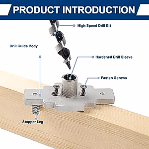 Floating Shelf Bracket Dowel Jig Kit with 1/2" x 9" Drill Bit, Self Centering Straight Hole Drill Guide for Installing Floating Shelf Hidden Bracket 1/2" X 6", 1/2" X 8"