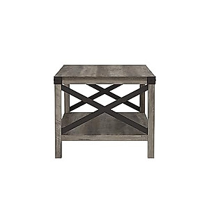 Walker Edison Sedalia Modern Farmhouse Metal X Coffee Table, 40 Inch, Grey Wash