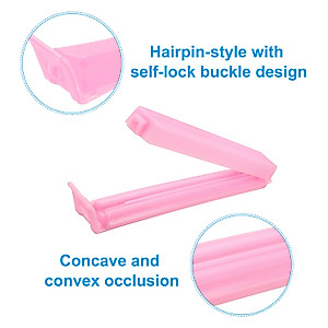 PATIKIL Sealing Clips 3.5 Inch, 10 Pack Reusable Plastic Bag Clamp Sealer for Home Kitchen Food Storage, Pink