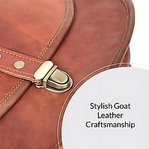 Firu-Handmade 12 inches Vintage Style Brown Leather Crossbody Bag Messenger Satchel Tablet Bag for Men and Women