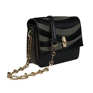 ROBERTO CAVALLI HXLPG6 999 Black/Olive Shoulder Bag for Womens