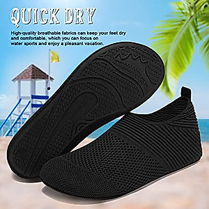 ANLUKE Womens Mens Water Sports Shoes Barefoot Quick-Dry Aqua Yoga Socks Slip-on (40/41, KBlack)