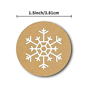 Snowflakes Christmas Stickers Snow Label 500 Pieces 1.5 inch Round Kraft Paper