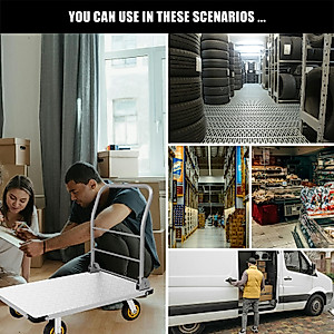 Platform Truck, 1800lb Capacity Heavy Duty Foldable Push Cart, 36 x 24in Flatbed with 6" Swivel Wheels, Platform Truck Hand Cart for Industry, SuperMall (M)