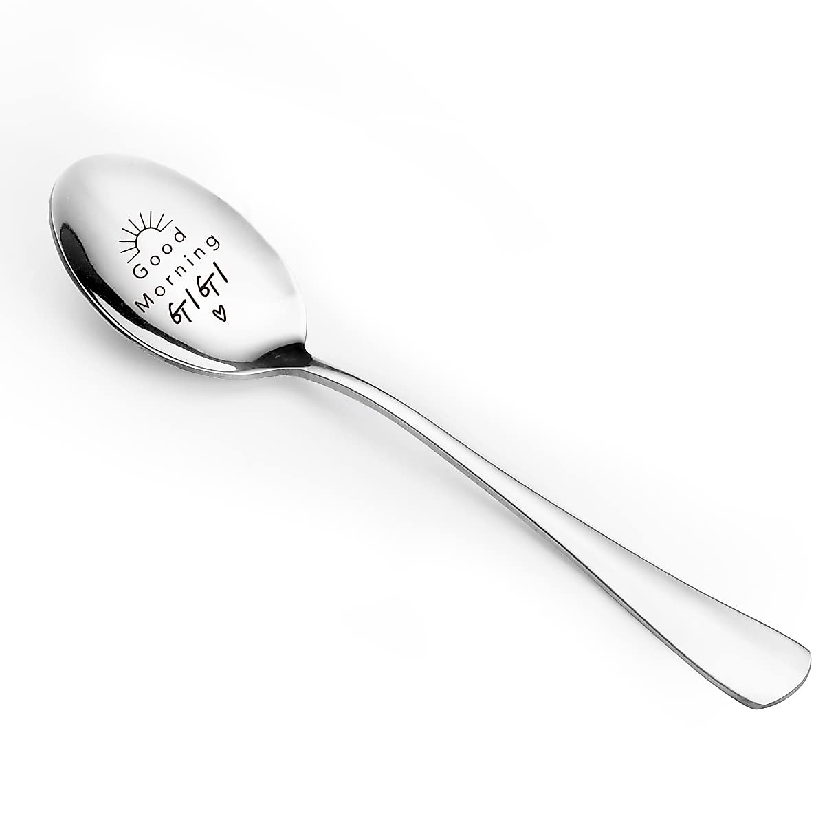 Best Gigi Gifts from Granddaughter Grandson, Good Morning Gigi Spoon, Funny Gigi Spoon Engraved, Tea Coffee Spoon for Grandma Gigi Mother's Day/Birthday/Christmas Gifts