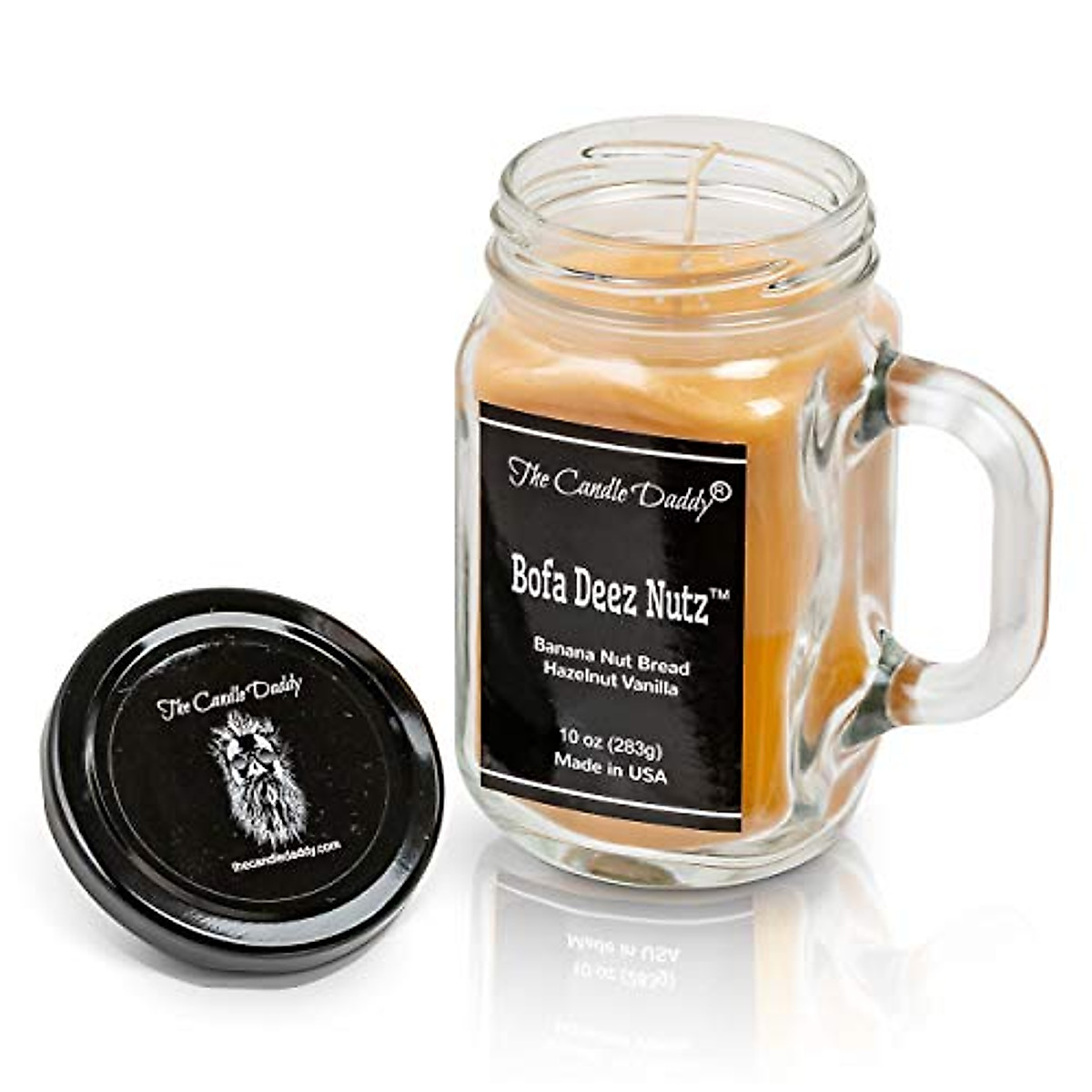 The Candle Daddy- Bofa Deez Nutz Candle - Banana Nut Bread, Hazelnut Scented Double Layer Candle - 10 oz Mason Jar Candle - Funny Gag Joke Candle Poured in Small Batches in USA