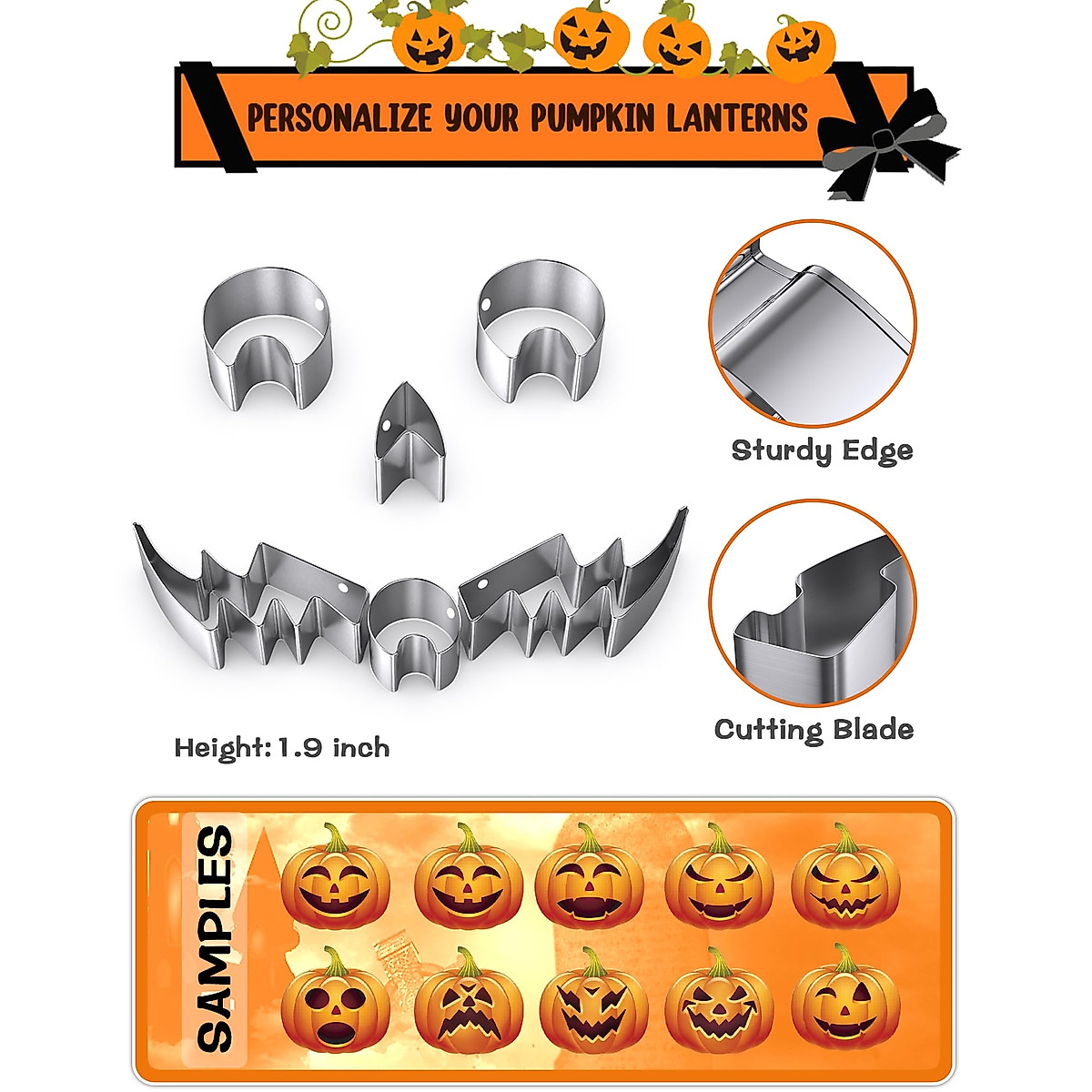 Fenvella Pumpkin Carving Kit for Kids with Hammer, 25 PCS Pumpkin Carving Tools Heavy Duty Stainless Steel Pumpkin Carver Set, Halloween Pumpkin Carving Stencils, Safe Carving Tools Kit for Adults