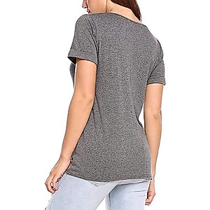 Beyove Women's Classic-Fit Short-Sleeve V-Neck T-Shirt, Multipacks White Grey