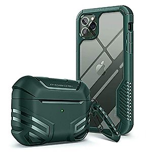 MOBOSI Vanguard Armor Cell Phone Accessory Bundle - AirPods Pro Case & iPhone 11 Pro Max Case (Midnight Green)