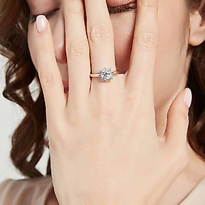 BERRICLE Sterling Silver Sunburst Wedding Engagement Rings Cubic Zirconia CZ Halo Promise Ring for Women, Rhodium Plated Size 6