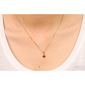 Gin & Grace 10K Yellow Gold Genuine Ruby and Natural Diamond (I1) Pendant for Women.