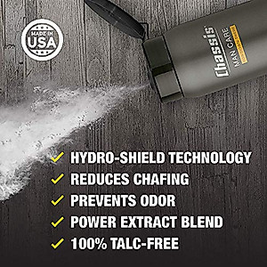 Chassis Ice Premium Natural Body Powder for Men, Anti-Chafing Powder with Odor-Absorbing Formula, Cooling Powder Free of Talc, Aluminum, Menthol, and Parabens, Original Fresh Scent