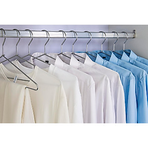 Solid Heavy Duty Metal Shirt Coat Hangers, Stainless Steel Clothes Hanger with Polished Chrome, Space Saving Clothing Hanger 17 Inch Silver Metal Wire Hanger 20 Pack HL06C