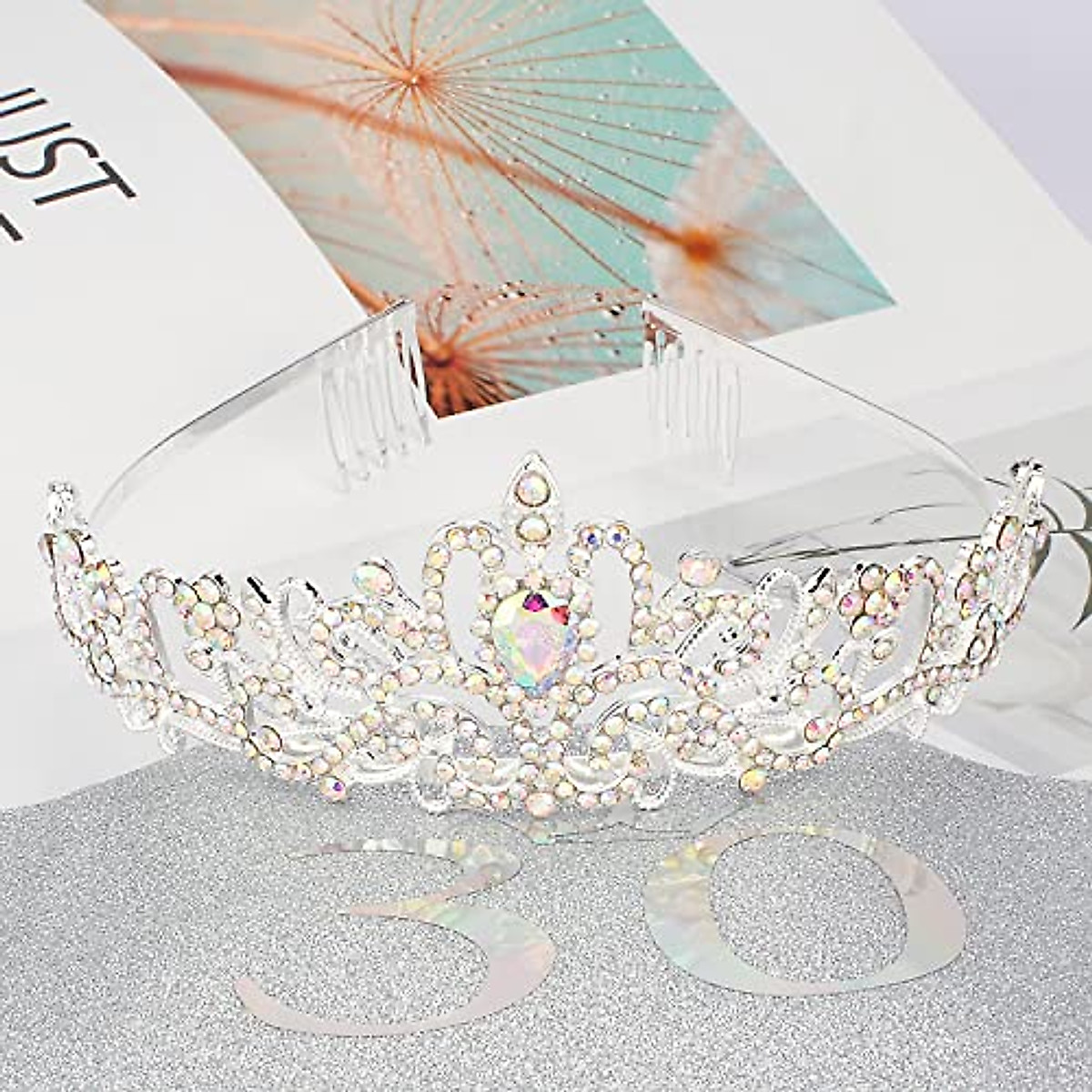 30th Birthday Decorations for Women, Silver 30 & Fabulous Birthday Sash and Tiara for Women, 30th Birthday Sash 30th Birthday Gifts for Her 30 Birthday Decorations Birthday Crown