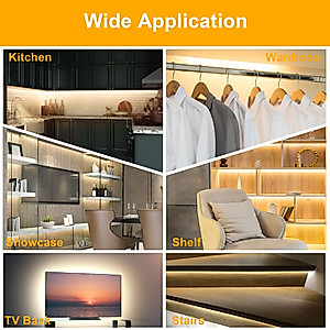 LAFULIT 8 PCS Under Cabinet Lighting Kit, Bright Under Cabinet Lights, Flexible Led Strip Lights with Remote and Power Adapter, for Kitchen Cabinets Shelf Desk Counter, 2700K Warm White, 13ft