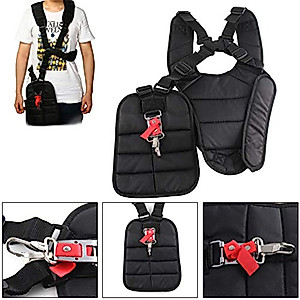ifundom Black Comfort Strap Double Shoulder, Trimmer Shoulder Strap for Trimmers Brushcutters Strimmer Harness, Garden Brush Cutter Lawn Mower Nylon Belt fit for Brush Cutter Trimmer Kit