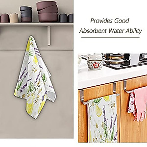 Kigai Lavender Lemon Hand Towels Set of 2, Highly Absorbent Soft Towel Decorative Hand Towel for Kitchen and Bathroom 14x28 Inch