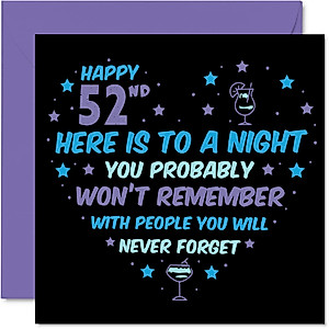 Funny 52nd Birthday Card for Men Women - Won't Remember - Happy Birthday Cards for 52 Year Old Dad Papa Pops Mom Aunt Uncle Cousin Friend, 5.7 x 5.7 Inch Fifty-Two Fifty-Second Greeting Cards Gift